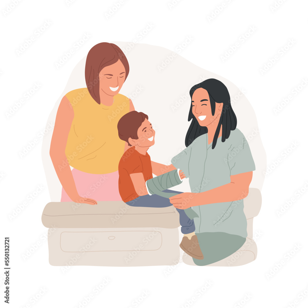 Plaster cast isolated cartoon vector illustration. Childs arm with ...