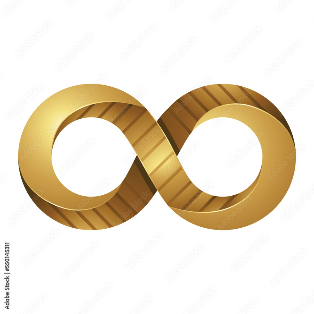 Golden 3d Embossed Infinity Symbol on a White Background Stock Vector ...