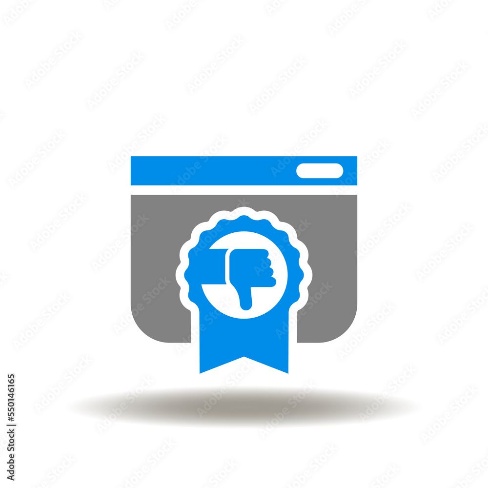 Vector illustration of web page and stamp with dislike. Icon of user ...