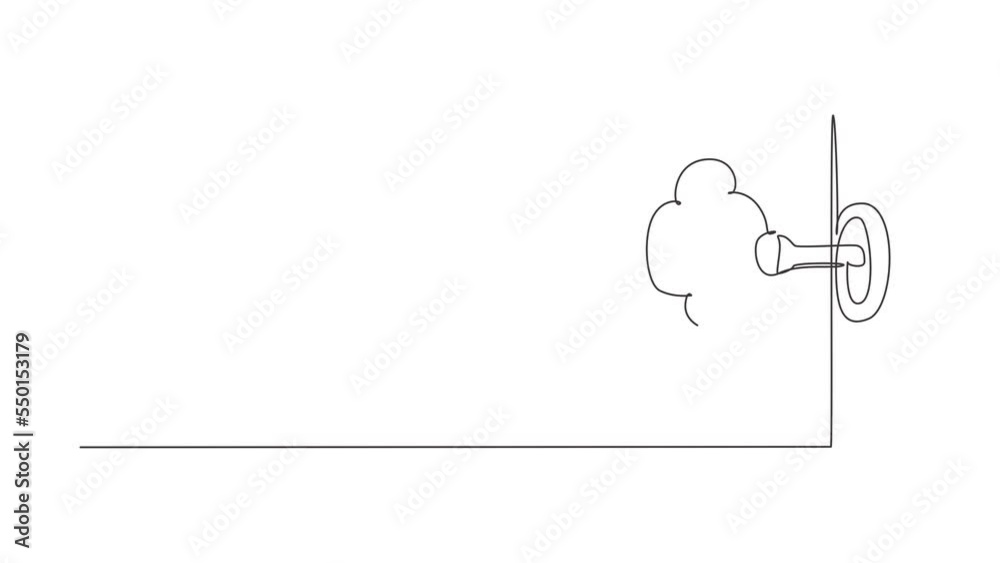 Self drawing animation of single line draw old key in keyhole. Concept ...