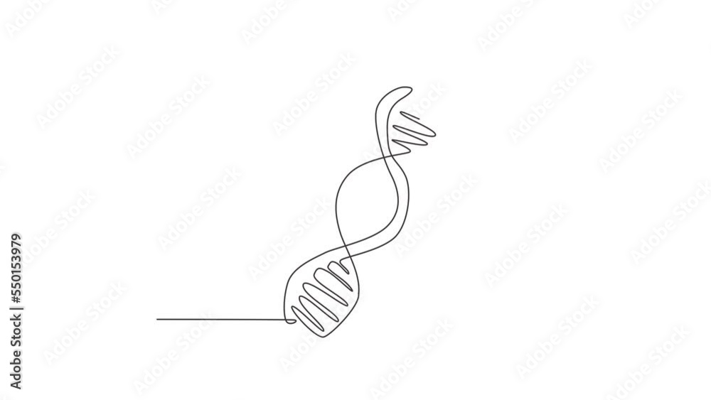 Self drawing animation of single line draw helix or DNA. Low poly ...
