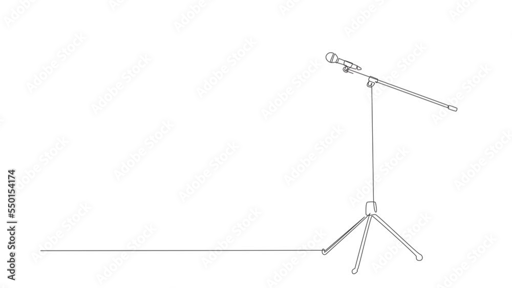 Self drawing animation of single line draw microphone with cable on ...