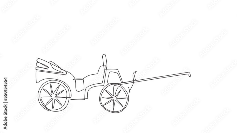 Animated self drawing of continuous line draw vintage transportation ...