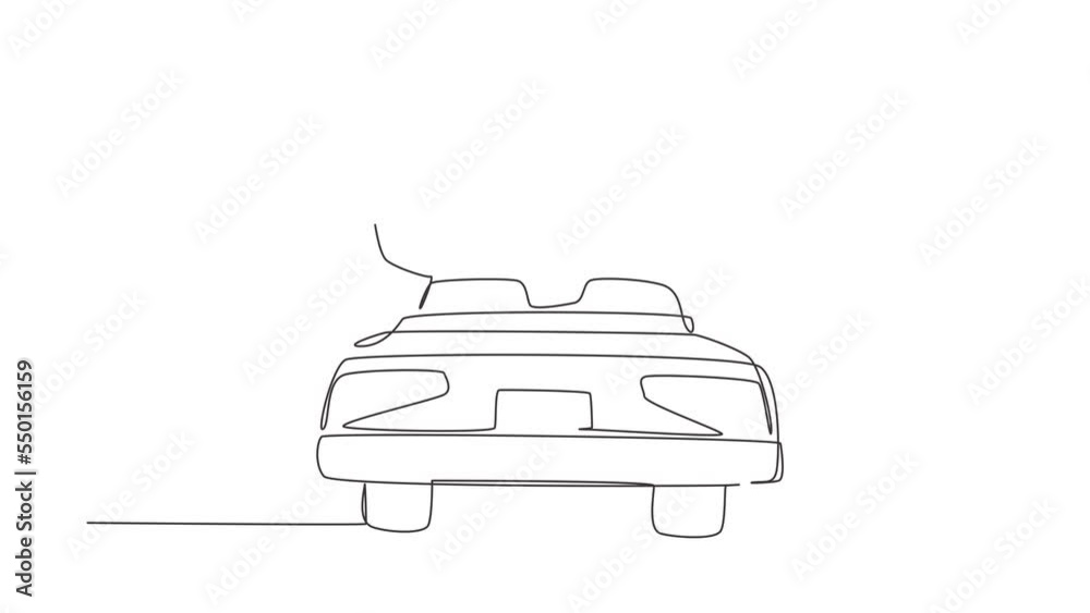 Animated self drawing of continuous line draw back view Arabian couple ...