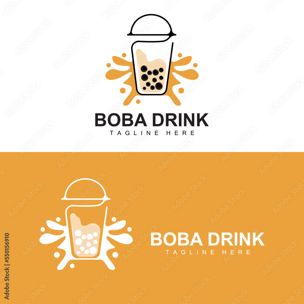 Boba Drink Logo Design, Modern Jelly Drink Bubble Vector, Boba Drink ...
