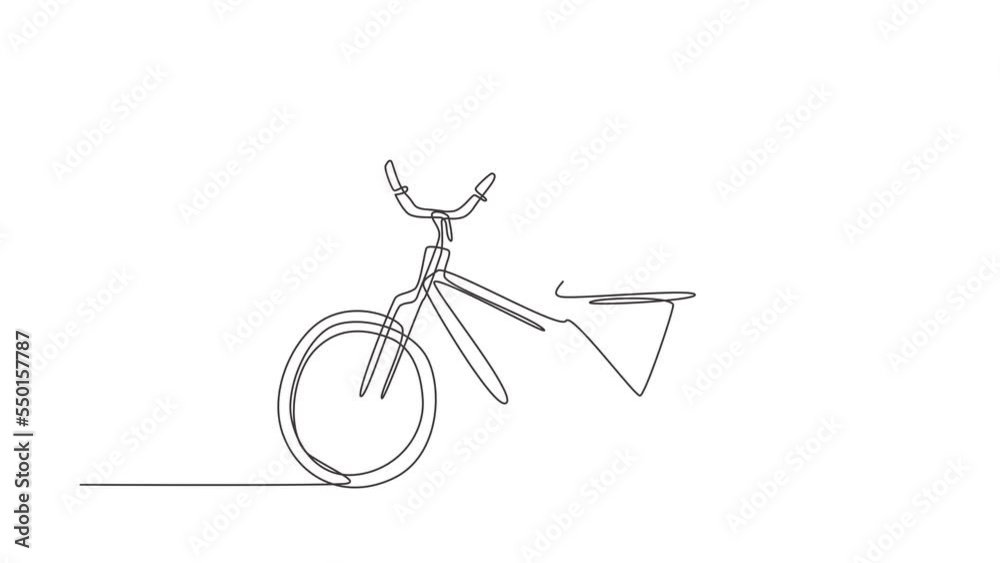 Self drawing animation of single one line draw classic city bicycle ...