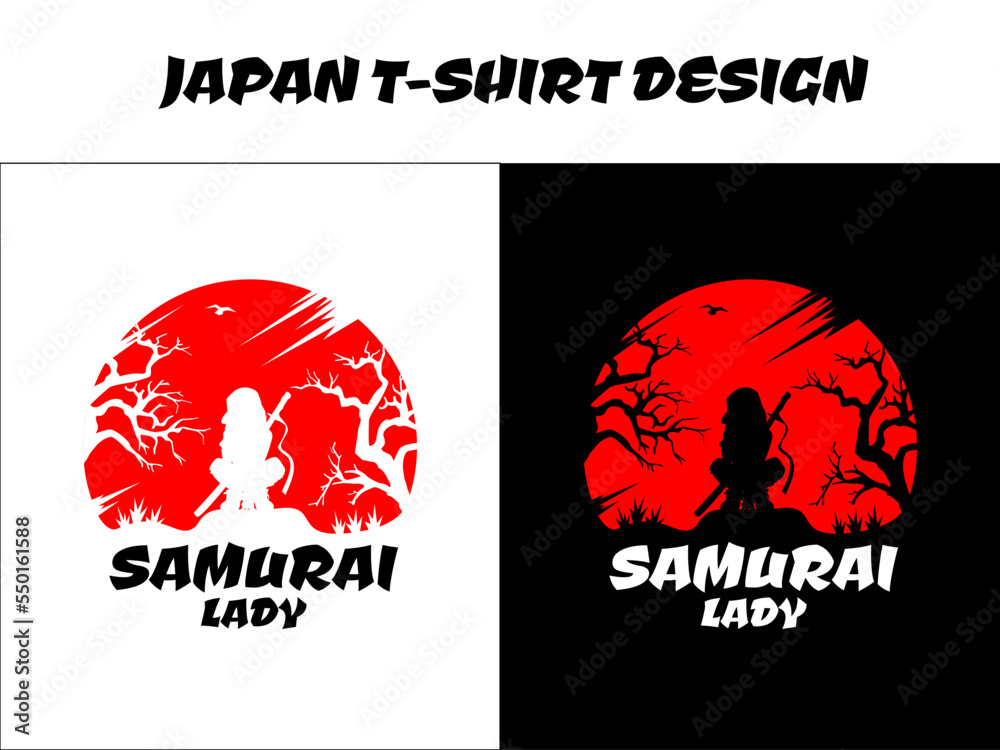 silhouette japan female samurai vector for design t shirt concept ...