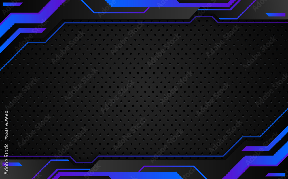 Abstract black and blue futuristic technology gaming overlay banner ...