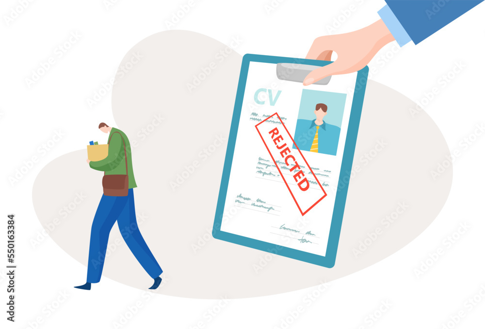 Dismissed employee tiny male character, human resources career problem ...