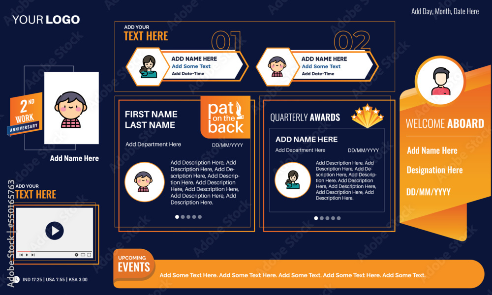 Monthly Infographic team dashboard showing key performance indicators ...