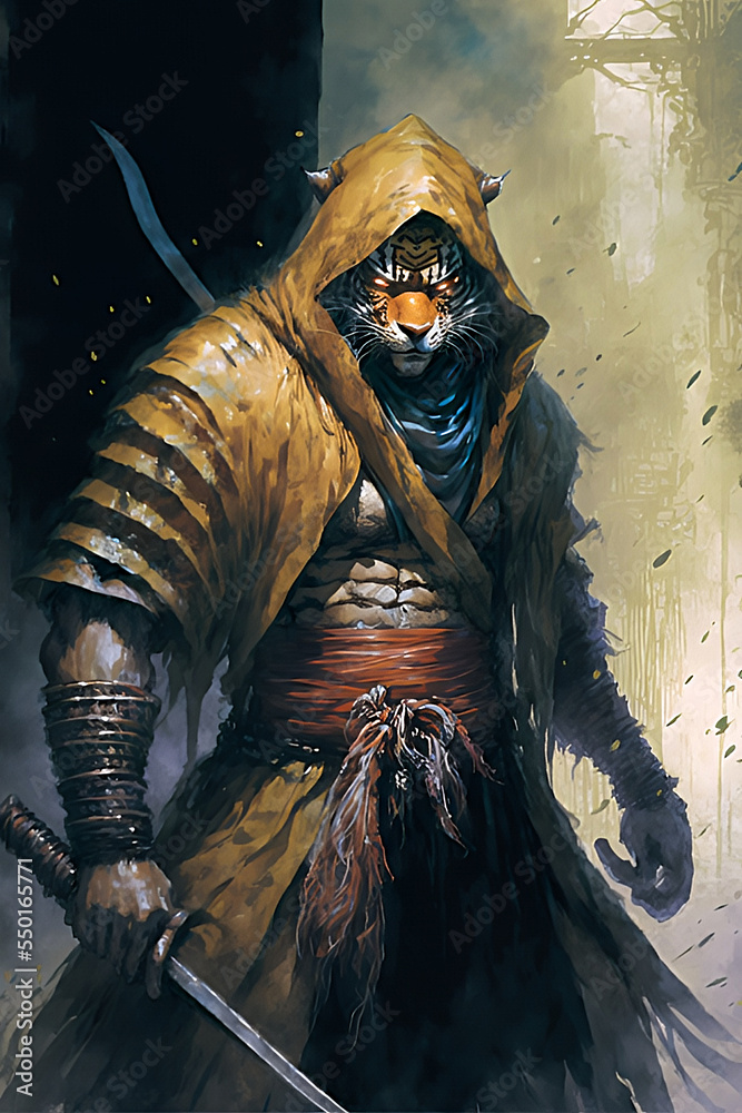 anthropomorphic tiger assassin Stock Illustration | Adobe Stock