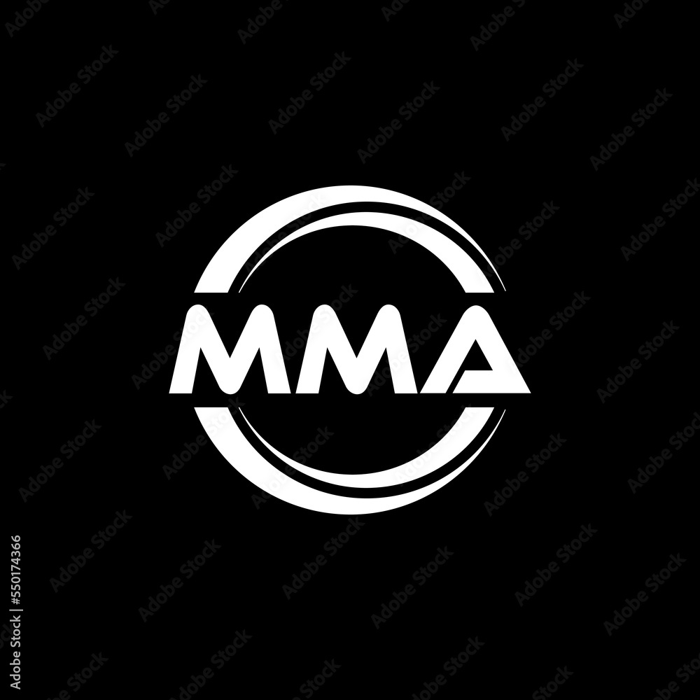 MMA letter logo design with black background in illustrator, vector ...