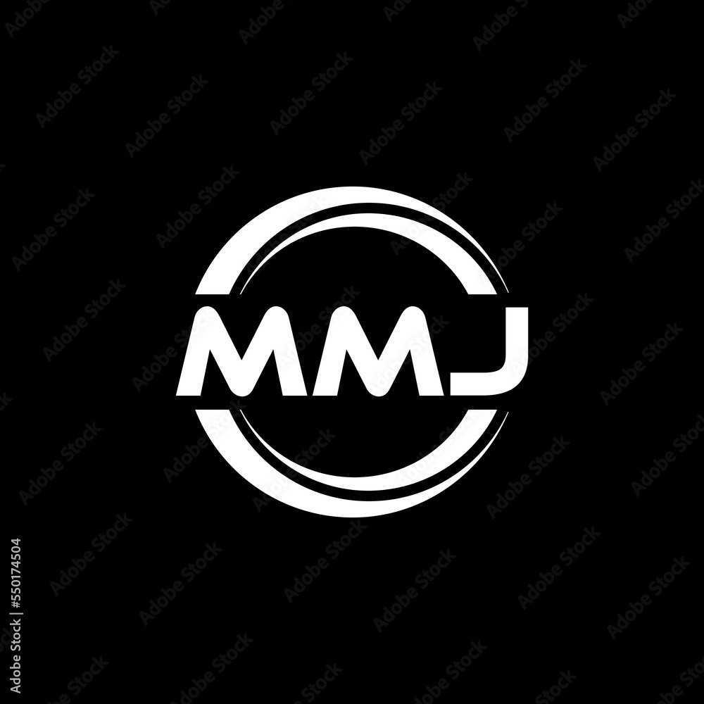 MMJ letter logo design with black background in illustrator, vector ...