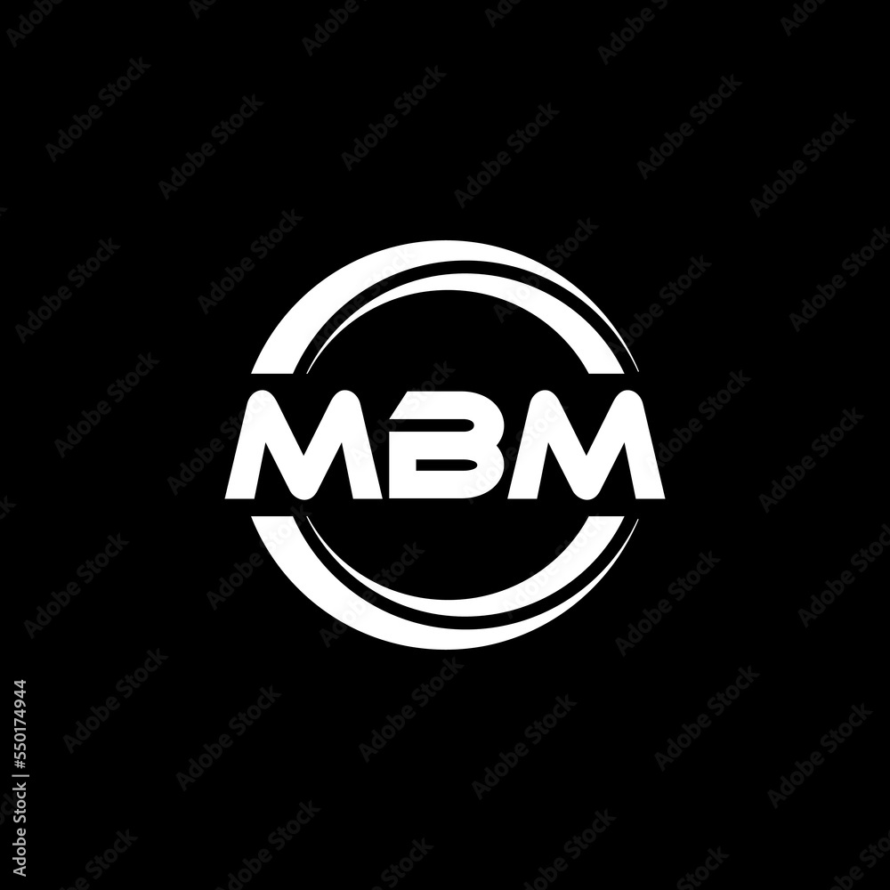 Vecteur Stock MBM letter logo design with black background in ...