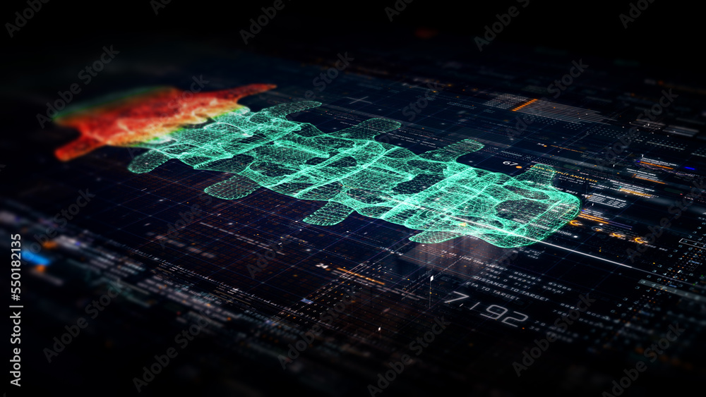 Futuristic biomedical concept of advance holographic scanning a patient ...