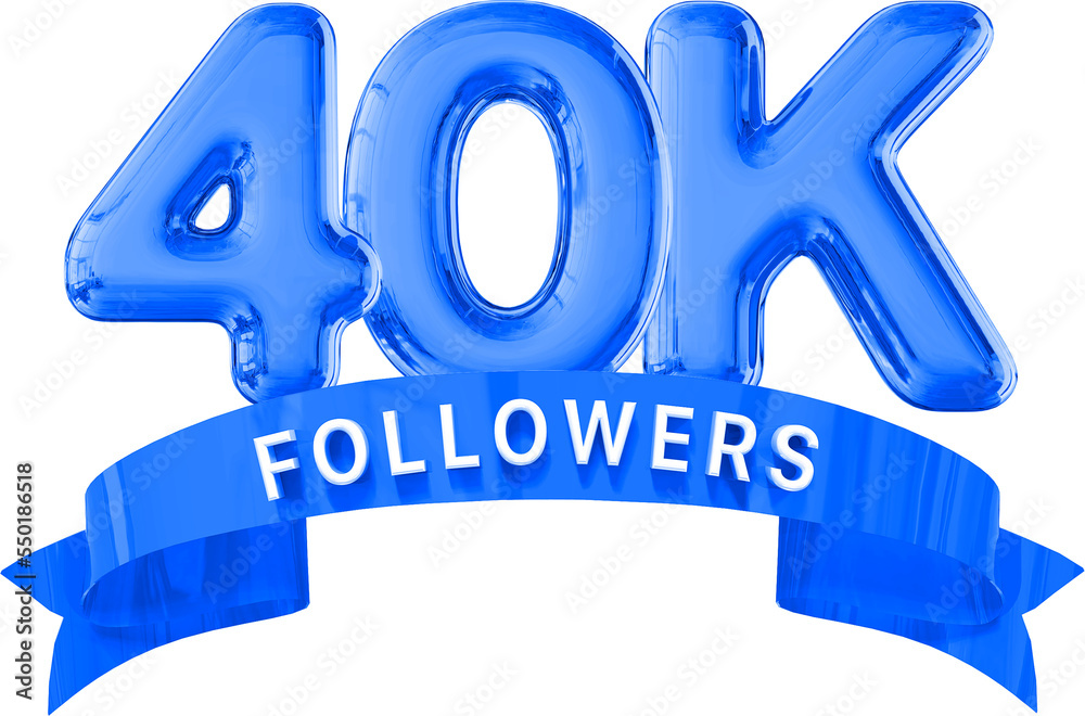 40k Follower Blue Balloon Number 3D Stock Illustration | Adobe Stock