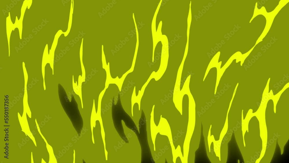 Yellow comic flaming fire effects transitions on black background ...
