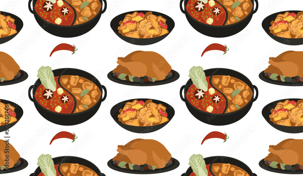 National Chinese food. Seamless pattern in vector. Asian cuisine Stock ...