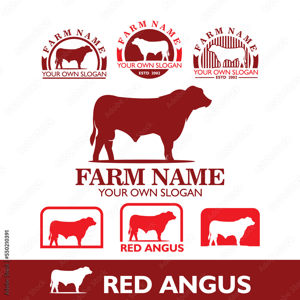 red angus simple bull logo, silhouette of great cattle standing vector ...