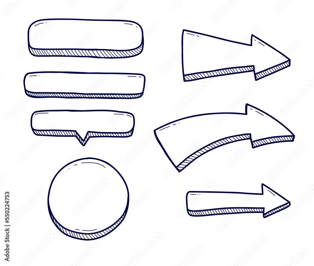 doodle button collection set hand drawing outline. doodle rectangle ...