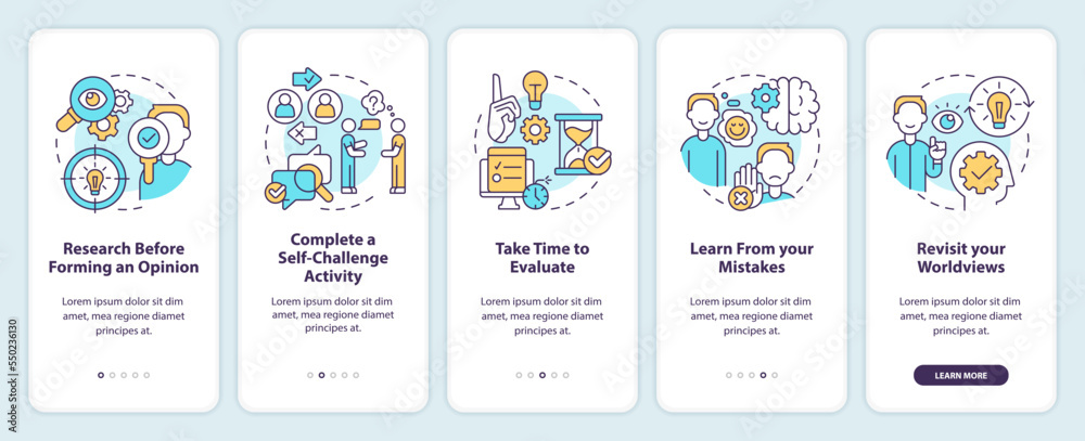 Overcoming confirmation bias tips onboarding mobile app screen ...