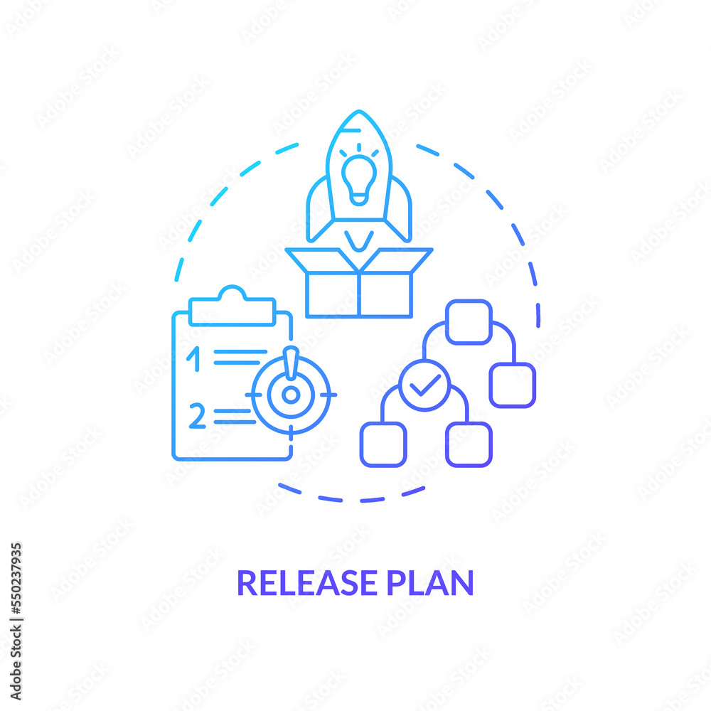 Plan blue gradient concept icon. Product development strategy. Building ...