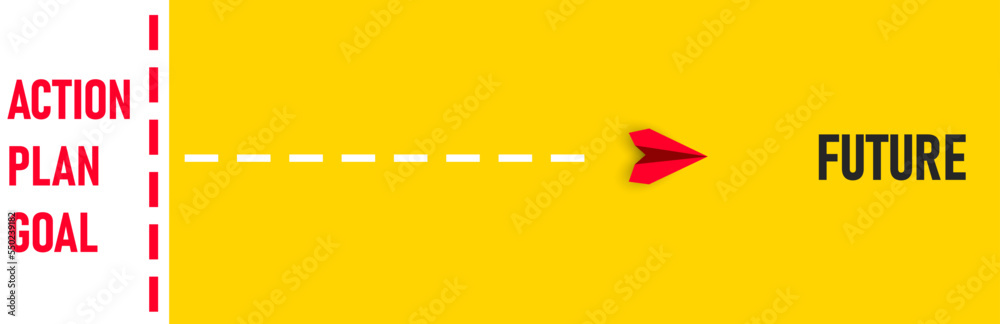 Poster Red plane is moving towards goal, plan, action FUTURE – Wall Art ...