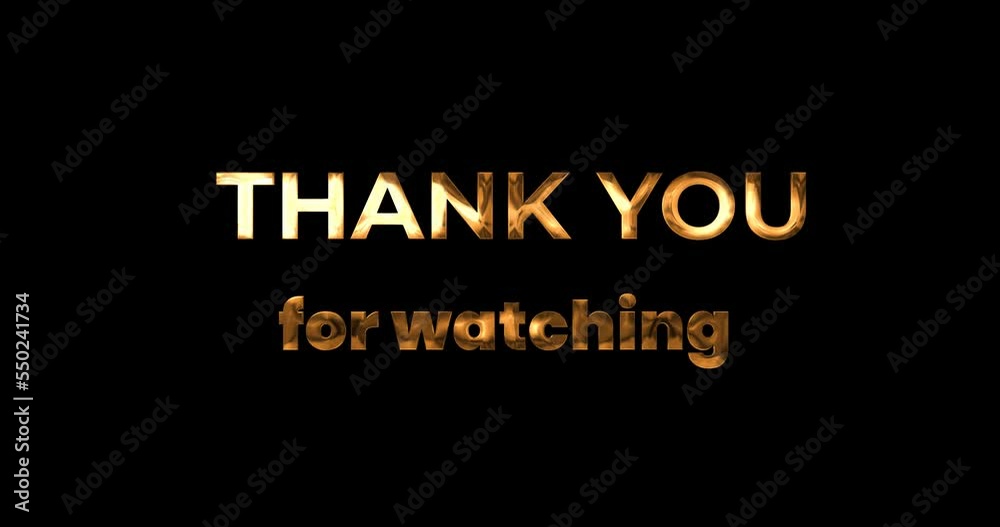 Thank You for Watching. Motion graphics animation in golden color on a ...