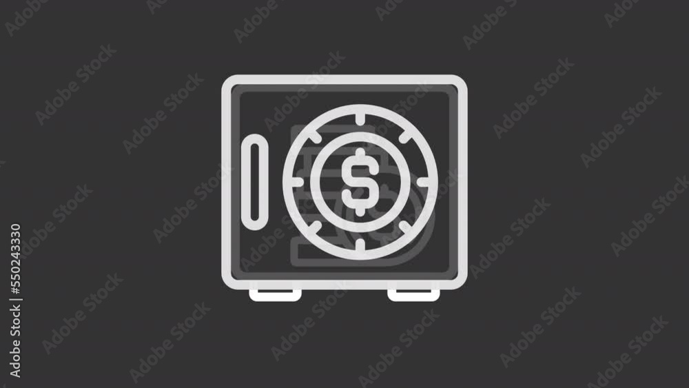 Animated safe box white line icon. Protection of financial assets ...