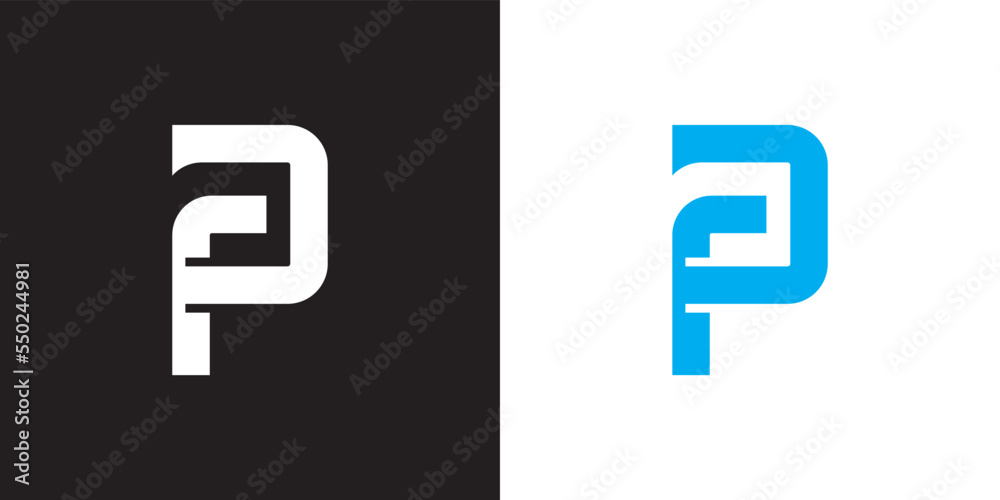 Minimal FP logo. Icon of a PF letter on a luxury background. Logo idea ...