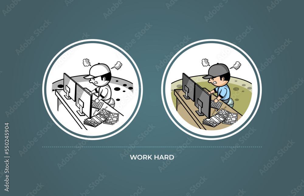 Illustration of a graphic designer creating the art of graphic design ...