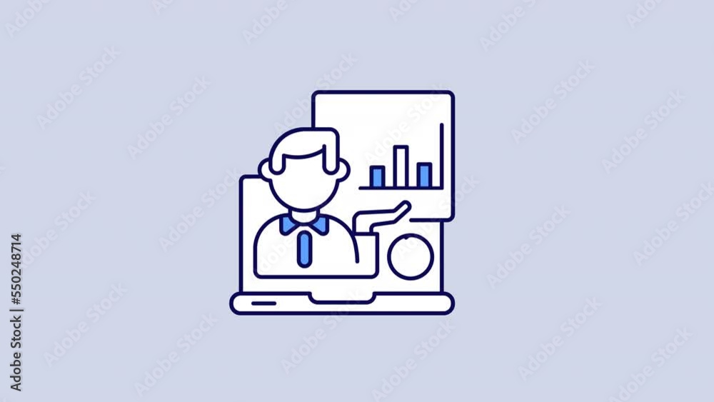Animated presentation color icon. Online performance of business ...
