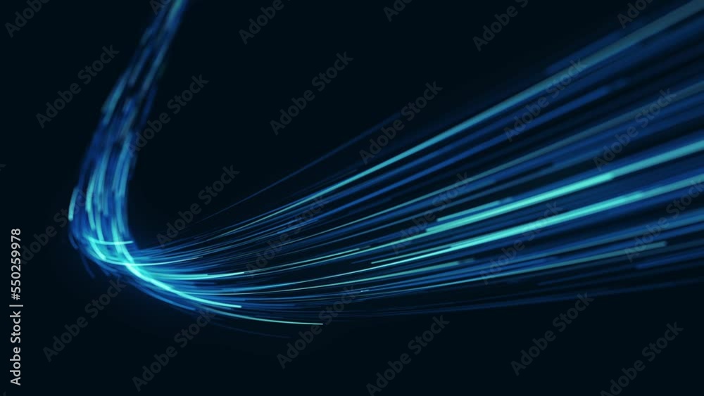 Abstract Light Fiber Strings Flowing Background/ 4k animation of an ...