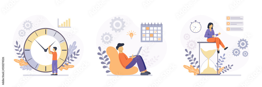 Vector illustration of time management. The concept of time management ...