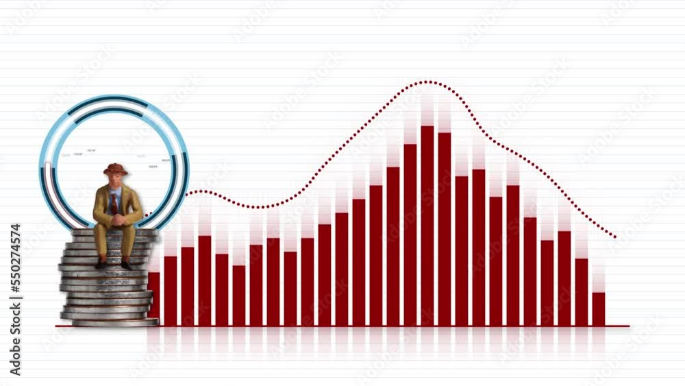 Bar graph and line graph where the rise and fall repeat. A miniature ...