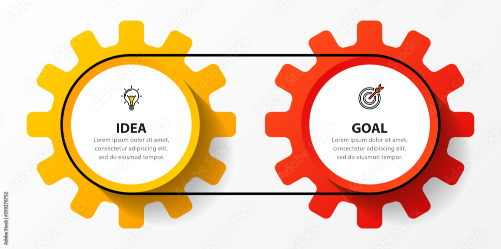 Infographic template. 2 gears connected by a rope. Vector Stock Vector ...