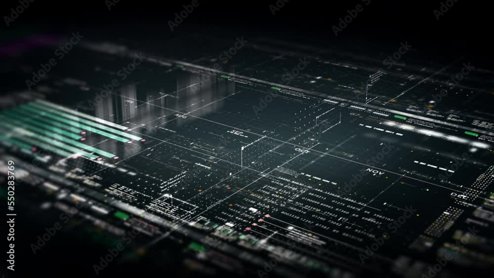 Futuristic motion graphic user interface head up display screen with Holographic Earth ...