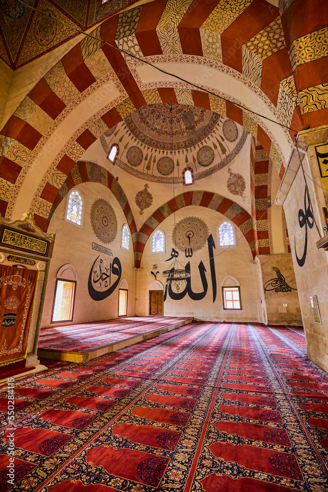 Edirne, Turkey November 23, 2022. interior with The Old Mosque (Eski ...