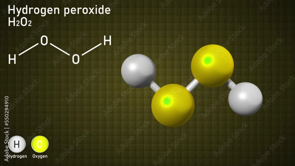 H2O2 Hydrogen Peroxide Molecular Formula Animation. Ball and Stick ...