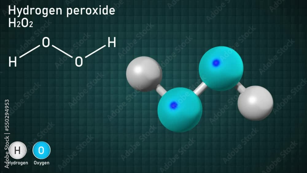 H2O2 Hydrogen Peroxide Molecular Formula Animation. Ball and Stick ...