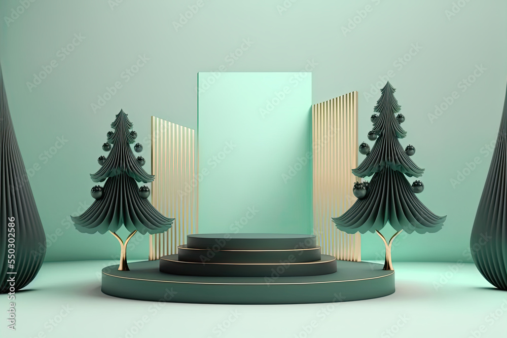Christmas podium backdrop for product display. Winter Christmas ...