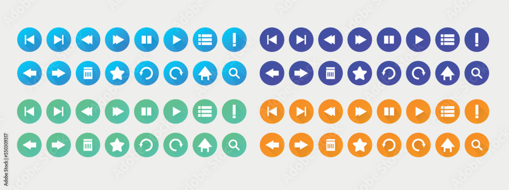 Basic User Interface buttons essential Set. filled Icons. For App, Web ...