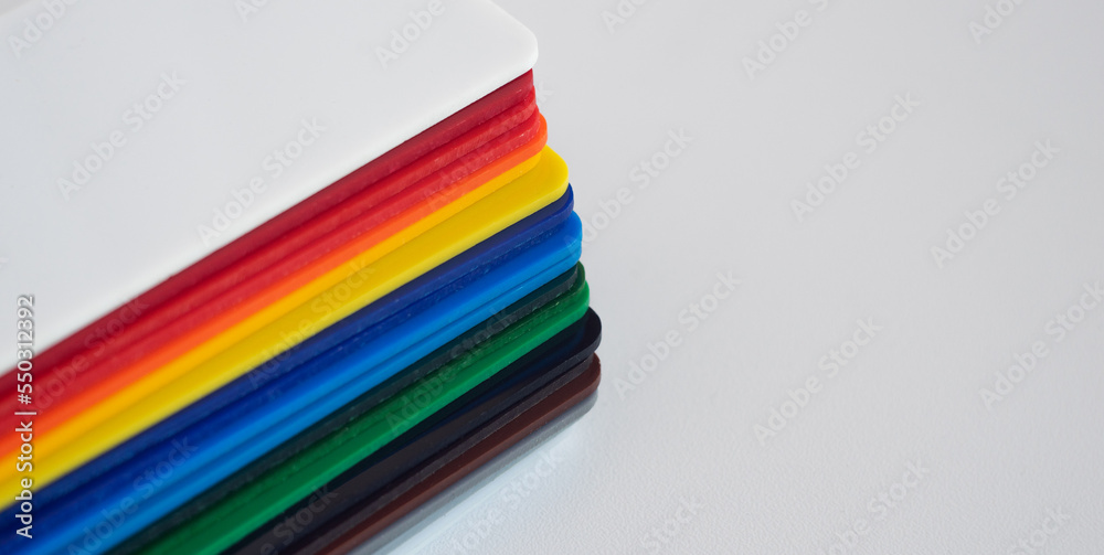 Multi-colored layout made of colored plastic samples. The choice of ...
