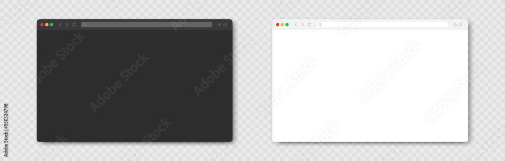 Browser window set in night and light mode theme on transparent ...