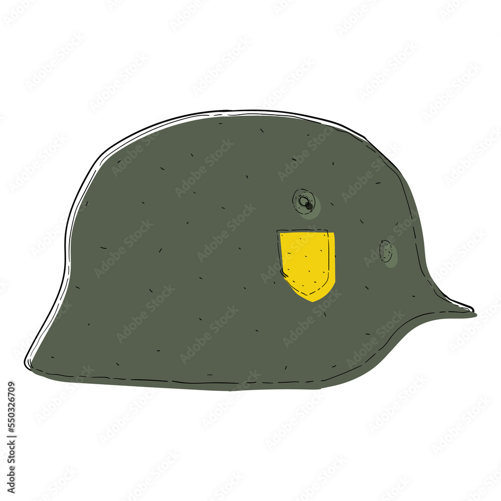 Hand drawn green war helmet, green war helmet sketch vector ...