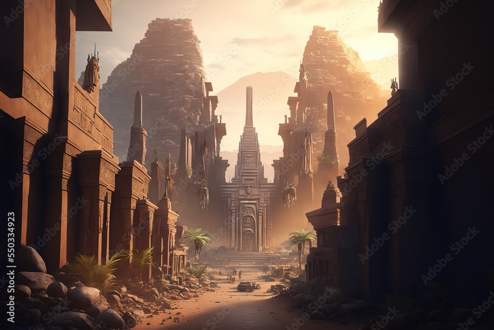 Futuristic Egypt. Sci-fi. Pyramid. Golden futuristic city. concept art ...