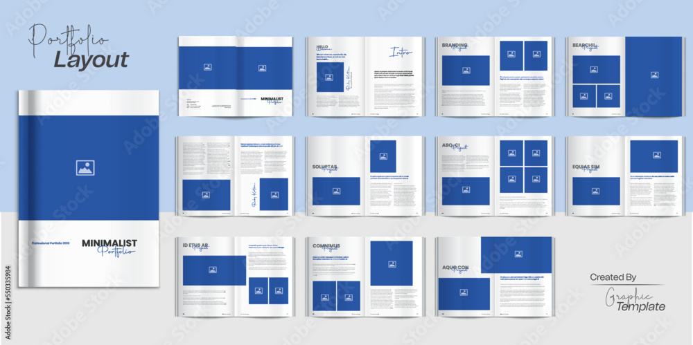Blue Minimalist Portfolio Product Portfolio Design Stock Vector | Adobe ...