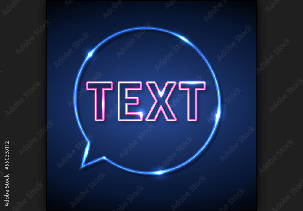 Blue neon bubble with your pink text template Stock Template | Adobe Stock