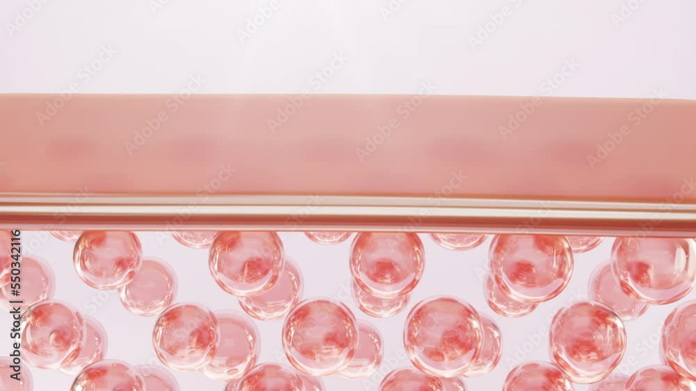 3d Animation Serum through the skin cells for repair wrinkles. Skin ...