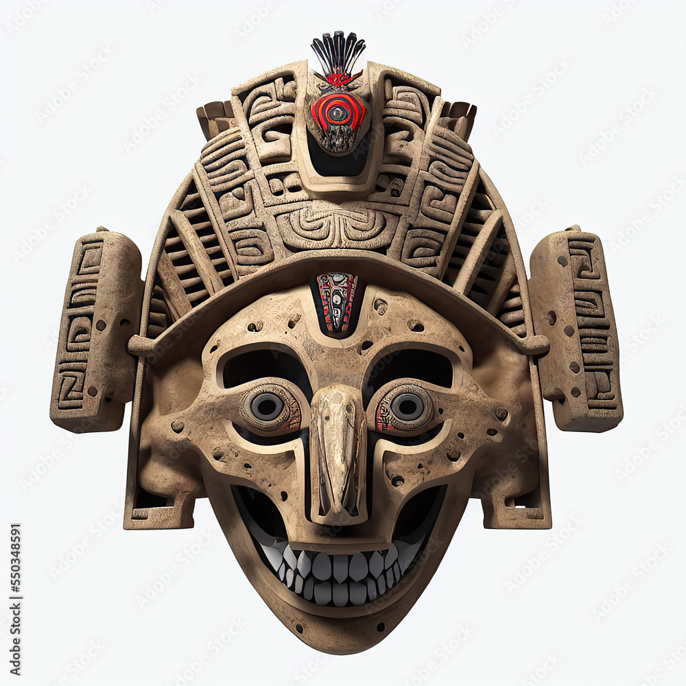 Traditional ancient Mayan Mask. Digital illustration. Generative AI ...